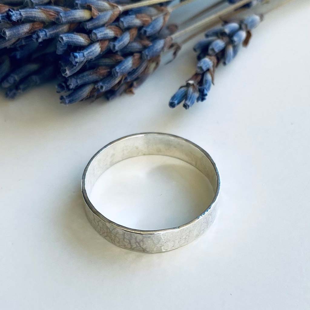 Hammered Silver Ring - Spiral Sun Jewellery