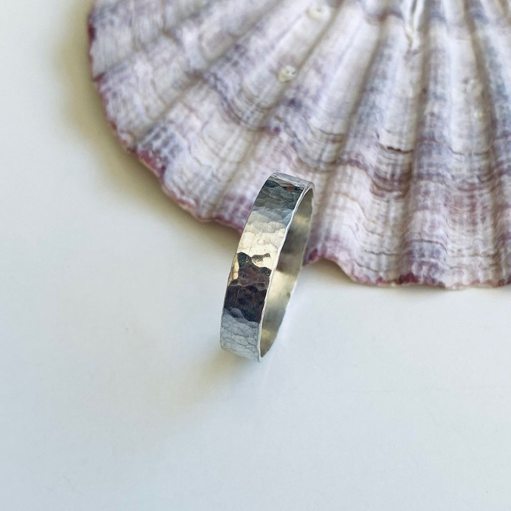 Hammered Silver Ring - Spiral Sun Jewellery